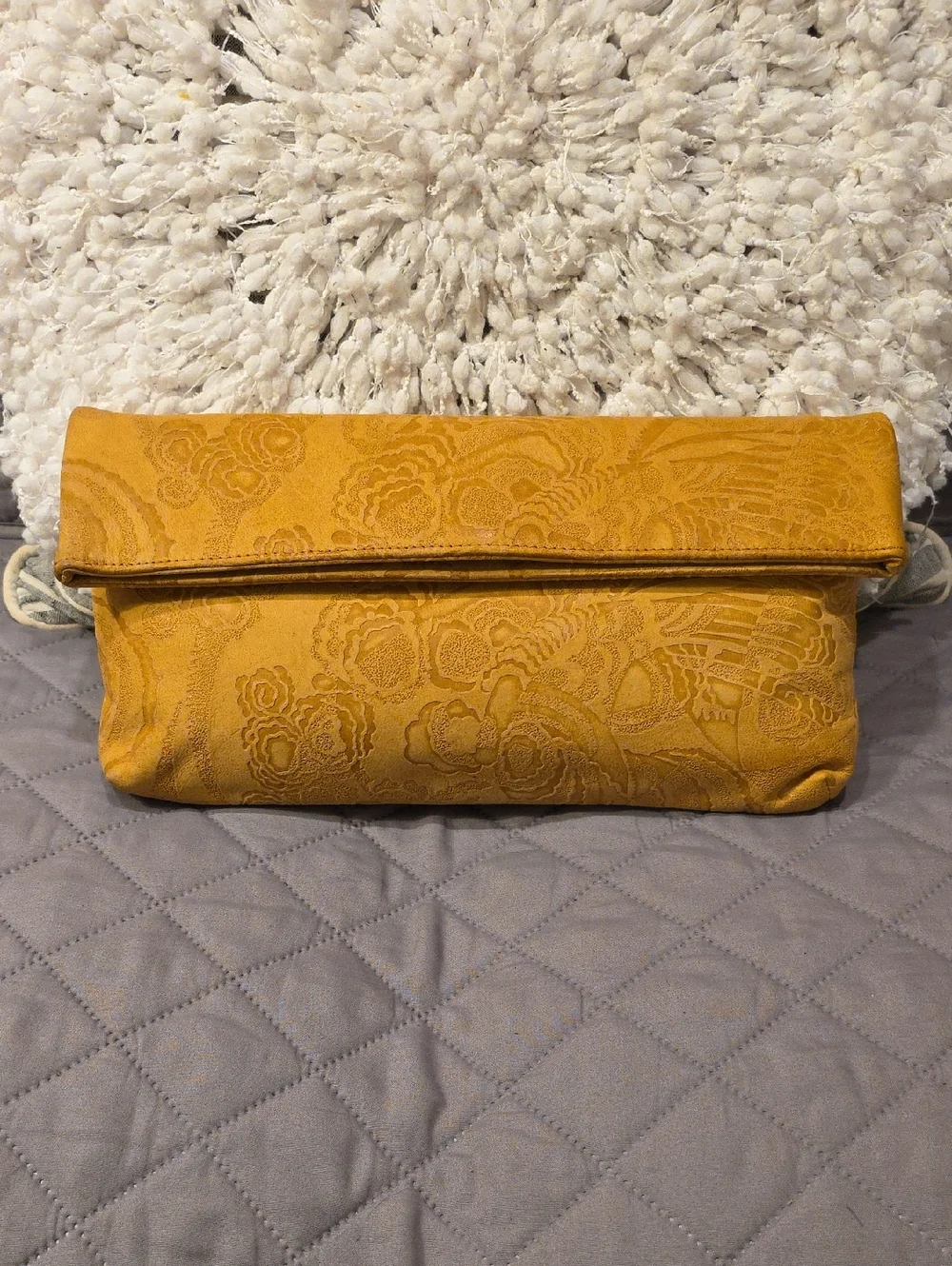 Vasiliki Lagis | Bags | Vasiliki Lagis Mustard Yellow Floral Embossed ...